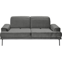 2-Sitzer Musterring "MR 4580", grau, B:198cm H:79cm T:130cm, 100% Polyester, Sofas, inkl. Kopf- und Sitztiefenverstellung, Fu&szlig; schwarz, B198 x T103 cm
