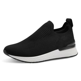 Slip-On Sneaker Tamaris, Damen, Gr. 37, schwarz, Textil, Sportlich, Schuhe, Keilsneaker, Slipper, Freizeitschuh, Halbschuh mit T-Logoschriftzug