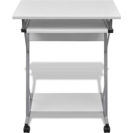 vidaXL Computertisch Computerwagen PC Tisch Bürotisch Laptop auf Rollen weiß