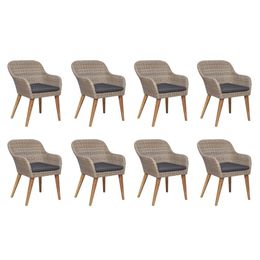 vidaXL 9-tlg. Garten-Essgruppe mit Auflagen Poly Rattan