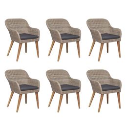 vidaXL 7-tlg. Garten-Essgruppe mit Auflagen Poly Rattan