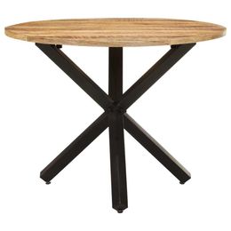 vidaXL Esstisch Rund 100x100x75 cm Raues Mangoholz