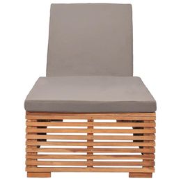 vidaXL Sonnenliege mit Dunkelgrauem Kissen Teak Massivholz