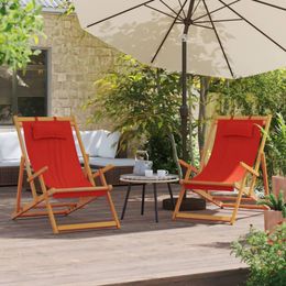 vidaXL Strandstühle 2 Stk. Klappbar Rot Stoff