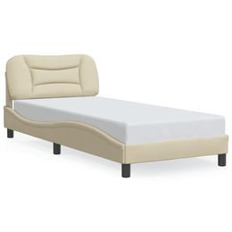 vidaXL Bettgestell mit LED ohne Matratze "Hvar" Creme 90x190 cm Stoff