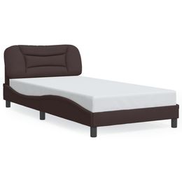 vidaXL Bettgestell mit LED ohne Matratze "Hvar" Dunkelbraun 100x200 cm Stoff