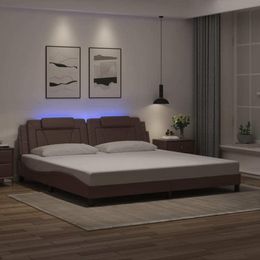 vidaXL Bettgestell "Viana" mit LED ohne Matratze Braun 200x200 cm Kunstleder