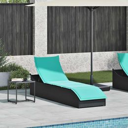 vidaXL Klappliege mit Auflage und Stauraum Schwarz Poly-Rattan