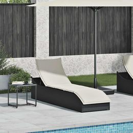 vidaXL Klappliege mit Auflage und Stauraum Schwarz Poly-Rattan