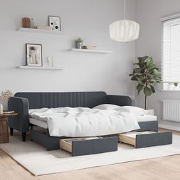 Tagesbett Ausziehbar mit Schubladen Dunkelgrau 80x200 cm Samt
