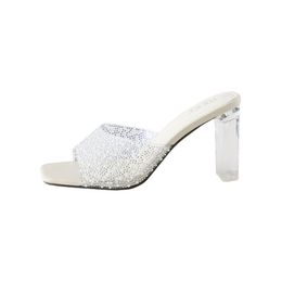 next Pantolette 'Forever Comfort' Damen Gr&ouml;&szlig;e 37.5 silber / transparent / wei&szlig;