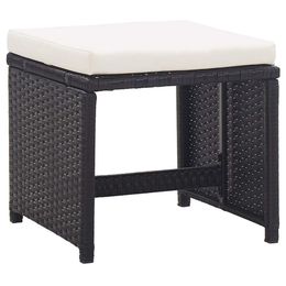 vidaXL Gartenhocker 2 Stk. mit Sitzkissen Poly Rattan Schwarz