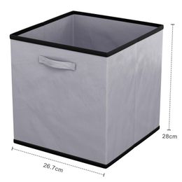 Intirilife 6x faltbare Aufbewahrungs-Stoffbox in Grau - 26.7 x 26.7 x 28 cm - Multifunktionale Sammelbox zum Kombinieren mit Schränken oder Regalen