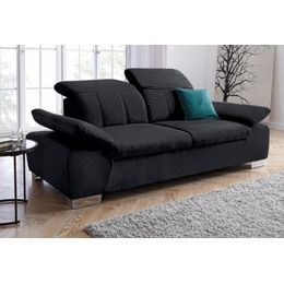 2,5-Sitzer DOMO collection "Milan inklusive komfortablen Federkern f&uuml;r mehr Sitzkomfort", schwarz, B:215cm H:77cm T:93cm, Kunstleder SOFTLUX;Luxus-Microfaser ALTARA NUBUCK (100% Polyester);Luxus-Microfaser (100% Polyester), Sofas, mit R&uuml;ckenverstellung