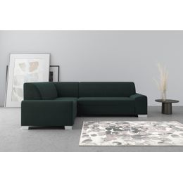 Ecksofa DOMO collection "Anzio in kubischer Formensprache, flache Armlehnen, L-Form", gr&uuml;n, B:259cm H:85cm T:191cm, Sofas, Ecksofa, Wahlweise mit Bettfunktion und Federkern f&uuml;r hohen Sitzkomfort