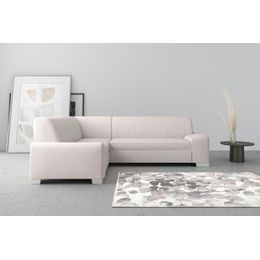 Ecksofa DOMO collection "Anzio in kubischer Formensprache, flache Armlehnen, L-Form", beige (creme), B:259cm H:85cm T:191cm, Sofas, Ecksofa, Wahlweise mit Bettfunktion und Federkern f&uuml;r hohen Sitzkomfort