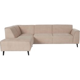 Ecksofa DOMO collection "Amora, bequem und zeitlos, L-Form", beige, B:263cm H:81cm T:191cm, Sofas, Ecksofa, mit Federkern, Fu&szlig;h&ouml;he passend f&uuml;r g&auml;ngige Saugroboter