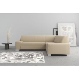 Ecksofa DOMO collection "Anzio in kubischer Formensprache, flache Armlehnen, L-Form", braun (cappucino), B:259cm H:85cm T:191cm, Sofas, Ecksofa, Wahlweise mit Bettfunktion und Federkern f&uuml;r hohen Sitzkomfort