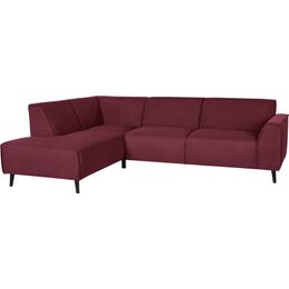 Ecksofa DOMO collection "Amora, bequem und zeitlos, L-Form", rot (bordeaux), B:263cm H:81cm T:191cm, Sofas, Ecksofa, mit Federkern, Fu&szlig;h&ouml;he passend f&uuml;r g&auml;ngige Saugroboter