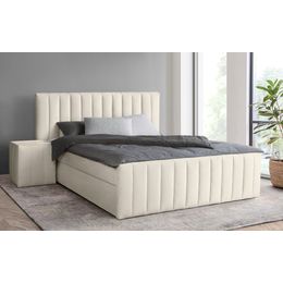 Boxbett Inosign "Effy inkl. Bettkasten und Topper, erhältlich in der Breite 180x200cm", beige (cream), B:203cm L:217cm, Holz teilmassiv, Holzwerkstoff, Spanplatte, Komplettbetten, verschiedene Härtegrade wählbar, Topseller