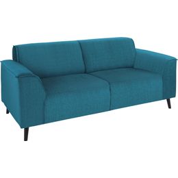 2,5-Sitzer DOMO collection "Amora inklusive komfortablen Federkern f&uuml;r mehr Sitzkomfort", blau (petrol), B:193cm H:81cm T:90cm, Struktur (100% Polyester);Struktur grob (100% Polyester);Luxus-Microfaser (100% Polyester), Sofas, Fu&szlig;h&ouml;he passend f&uuml;r g&auml;ngige Saugroboter