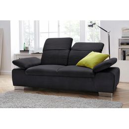 2-Sitzer DOMO collection "Milan inklusive komfortablen Federkern f&uuml;r mehr Sitzkomfort", schwarz, B:195cm H:77cm T:93cm, Luxus-Microfaser (100% Polyester);Kunstleder SOFTLUX;Luxus-Microfaser ALTARA NUBUCK (100% Polyester), Sofas, mit R&uuml;ckenverstellung