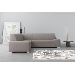 Ecksofa DOMO collection "Anzio in kubischer Formensprache, flache Armlehnen, L-Form", braun (schlamm), B:259cm H:85cm T:191cm, Sofas, Ecksofa, Wahlweise mit Bettfunktion und Federkern f&uuml;r hohen Sitzkomfort