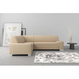 Ecksofa DOMO collection "Anzio in kubischer Formensprache, flache Armlehnen, L-Form", braun (cappucino), B:259cm H:85cm T:191cm, Sofas, Ecksofa, Wahlweise mit Bettfunktion und Federkern f&uuml;r hohen Sitzkomfort