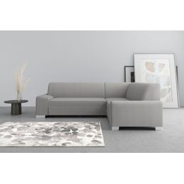 Ecksofa DOMO collection "Anzio in kubischer Formensprache, flache Armlehnen, L-Form", grau, B:259cm H:85cm T:191cm, Sofas, Ecksofa, Wahlweise mit Bettfunktion und Federkern f&uuml;r hohen Sitzkomfort