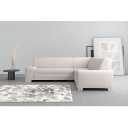 Ecksofa DOMO collection "Anzio in kubischer Formensprache, flache Armlehnen, L-Form", beige (creme), B:259cm H:85cm T:191cm, Sofas, Ecksofa, Wahlweise mit Bettfunktion und Federkern f&uuml;r hohen Sitzkomfort