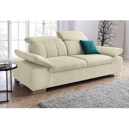 2,5-Sitzer DOMO collection "Milan inklusive komfortablen Federkern f&uuml;r mehr Sitzkomfort", beige, B:215cm H:77cm T:93cm, Kunstleder SOFTLUX;Luxus-Microfaser ALTARA NUBUCK (100% Polyester);Luxus-Microfaser (100% Polyester), Sofas, mit R&uuml;ckenverstellung