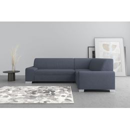 Ecksofa DOMO collection "Anzio in kubischer Formensprache, flache Armlehnen, L-Form", blau, B:259cm H:85cm T:191cm, Sofas, Ecksofa, Wahlweise mit Bettfunktion und Federkern f&uuml;r hohen Sitzkomfort