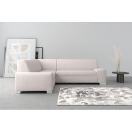 Ecksofa DOMO collection "Anzio in kubischer Formensprache, flache Armlehnen, L-Form", beige (creme), B:259cm H:85cm T:191cm, Sofas, Ecksofa, Wahlweise mit Bettfunktion und Federkern f&uuml;r hohen Sitzkomfort