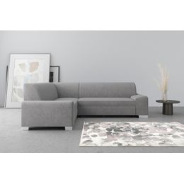 Ecksofa DOMO collection "Anzio in kubischer Formensprache, flache Armlehnen, L-Form", grau, B:259cm H:85cm T:191cm, Sofas, Ecksofa, Wahlweise mit Bettfunktion und Federkern f&uuml;r hohen Sitzkomfort