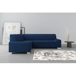 Ecksofa DOMO collection "Anzio in kubischer Formensprache, flache Armlehnen, L-Form", blau (marine), B:259cm H:85cm T:191cm, Sofas, Ecksofa, Wahlweise mit Bettfunktion und Federkern f&uuml;r hohen Sitzkomfort