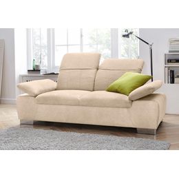 2-Sitzer DOMO collection "Milan inklusive komfortablen Federkern f&uuml;r mehr Sitzkomfort", beige, B:195cm H:77cm T:93cm, Luxus-Microfaser (100% Polyester);Kunstleder SOFTLUX;Luxus-Microfaser ALTARA NUBUCK (100% Polyester), Sofas, mit R&uuml;ckenverstellung