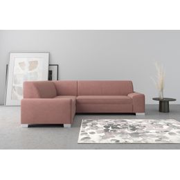 Ecksofa DOMO collection "Anzio in kubischer Formensprache, flache Armlehnen, L-Form", lila (malve), B:259cm H:85cm T:191cm, Sofas, Ecksofa, Wahlweise mit Bettfunktion und Federkern f&uuml;r hohen Sitzkomfort