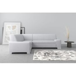 Ecksofa DOMO collection "Anzio in kubischer Formensprache, flache Armlehnen, L-Form", silber, B:259cm H:85cm T:191cm, Sofas, Ecksofa, Wahlweise mit Bettfunktion und Federkern f&uuml;r hohen Sitzkomfort