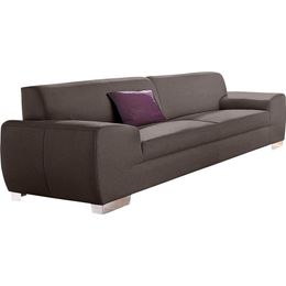 2,5-Sitzer DOMO collection "Ricardo kubisch, modern und elegant", grau, B:224cm H:81cm T:95cm, PRIMABELLE- Microfaser (100% Polyester);Strukturstoff (90% Polyester, 10% Polyacryl), Sofas, frei im Raum stellbar