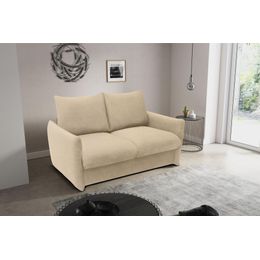 Schlafsofa DOMO collection "700023 Schlaffunktion, Federkern, 2-Sitzer, stabile Liegefl&auml;che", beige, B:165cm H:95cm T:100cm, 95% Polyester, 5% Nylon, Sofas, Schlafsofa, Sitzfl&auml;chen einzeln ausklappbar zum Schlafen, Relaxen und Entspannen