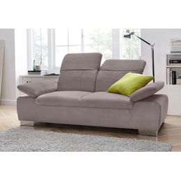 2-Sitzer DOMO collection "Milan inklusive komfortablen Federkern f&uuml;r mehr Sitzkomfort", braun (schlamm), B:195cm H:77cm T:93cm, Luxus-Microfaser (100% Polyester);Kunstleder SOFTLUX;Luxus-Microfaser ALTARA NUBUCK (100% Polyester), Sofas, mit R&uuml;ckenverstellung