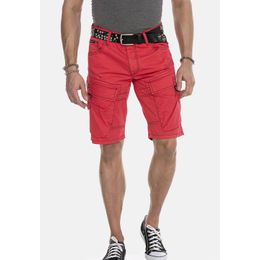Cipo & Baxx Jeansbermudas CIPO & BAXX "Bermuda & Short", Herren, Gr. 30, Normalgrößen, rot, 100% Baumwolle, unifarben, Basic, regular fit kurz, Jeans, aus reiner Baumwolle