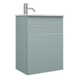 Burgbad Fiumo Mineralguss-Waschtisch mit Unterschrank 47 cm, mit 1 Tür mit mit Plissée-Struktur Anschlag links, mit Griff G0146