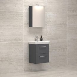 Megabad Profi Collection Multo Badmöbel Set 55,5 cm inkl. Spiegelschrank mit LED-Aufsatzleuchte