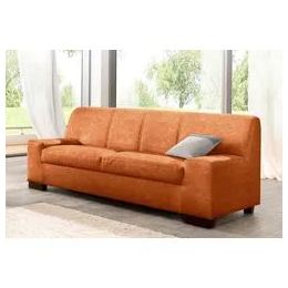 3-Sitzer DOMO collection "Norma zeitlos, kubisch und elegant, komfortabel, flache Armlehnen", orange (terrakotta), B:212cm H:74cm T:85cm, Sofas