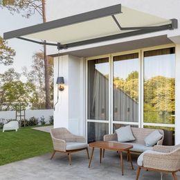 Kassettenmarkise Quadris LED | 3,45 x 3 m, anthrazit, Stoff: creme, Uni | paramondo Markise