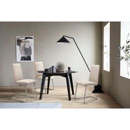 Polsterstuhl stressless "Laurel", beige (cream batick, chrom glänzend), B:53cm H:92cm T:59cm, Leder BATICK: BATICK ist ein leicht korrigiertes, durchgefärbtes und genarbtes Möbelleder, bei dem die meisten Unebenheiten und Spuren in der Regel entfernt wurden., Stühle, Low Back, Größe L, mit Beinen aus Stahl in Chrom glänzend