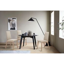 Polsterstuhl stressless "Laurel", beige (cream batick, eiche natur), B:57cm H:92cm T:59cm, Leder BATICK: BATICK ist ein leicht korrigiertes, durchgefärbtes und genarbtes Möbelleder, bei dem die meisten Unebenheiten und Spuren in der Regel entfernt wurden., Stühle, Low Back, Größe L, mit abgerundeten Beinen in Eiche natur