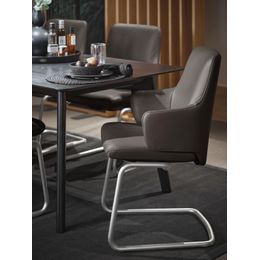 Polsterstuhl stressless "Laurel", braun (braun batick, chrom glänzend), B:58cm H:92cm T:60cm, Leder BATICK: BATICK ist ein leicht korrigiertes, durchgefärbtes und genarbtes Möbelleder, bei dem die meisten Unebenheiten und Spuren in der Regel entfernt wurden., Stühle, Low Back mit Armlehne, Größe L, mit Beinen aus Stahl in Chrom glänzend