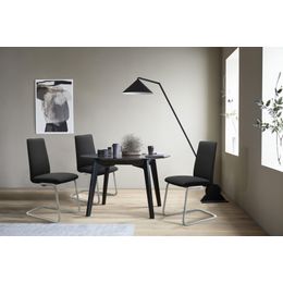 Polsterstuhl stressless "Laurel", schwarz (schwarz batick, chrom glänzend), B:53cm H:92cm T:59cm, Leder BATICK: BATICK ist ein leicht korrigiertes, durchgefärbtes und genarbtes Möbelleder, bei dem die meisten Unebenheiten und Spuren in der Regel entfernt wurden., Stühle, Low Back, Größe L, mit Beinen aus Stahl in Chrom glänzend